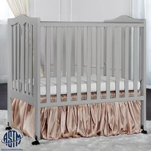 Dream On Me 2-in-1 Lightweight Folding Portable Stationary Side Crib in Pebble Grey, Greenguard Gold Certified, Baby Crib to Playpen, Folds Flat for Storage, Locking Wheels