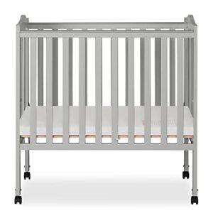 Dream On Me 2-in-1 Lightweight Folding Portable Stationary Side Crib in Pebble Grey, Greenguard Gold Certified, Baby Crib to Playpen, Folds Flat for Storage, Locking Wheels