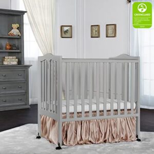 Dream On Me 2-in-1 Lightweight Folding Portable Stationary Side Crib in Pebble Grey, Greenguard Gold Certified, Baby Crib to Playpen, Folds Flat for Storage, Locking Wheels