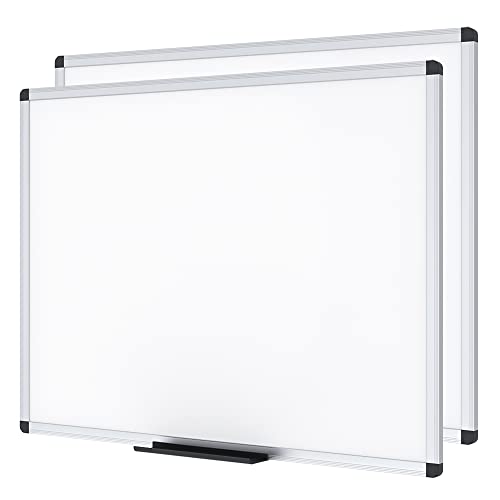 VIZ-PRO Dry Erase Board/Whiteboard, Non-Magnetic, Pack of 2, 36 x 24 Inches, Wall Mounted Board for School Office and Home