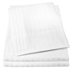 cal king size bed sheets - 6 piece 1500 supreme collection fine brushed microfiber deep pocket california king sheet set bedding - 2 extra pillow cases, great value, california king, dobby white