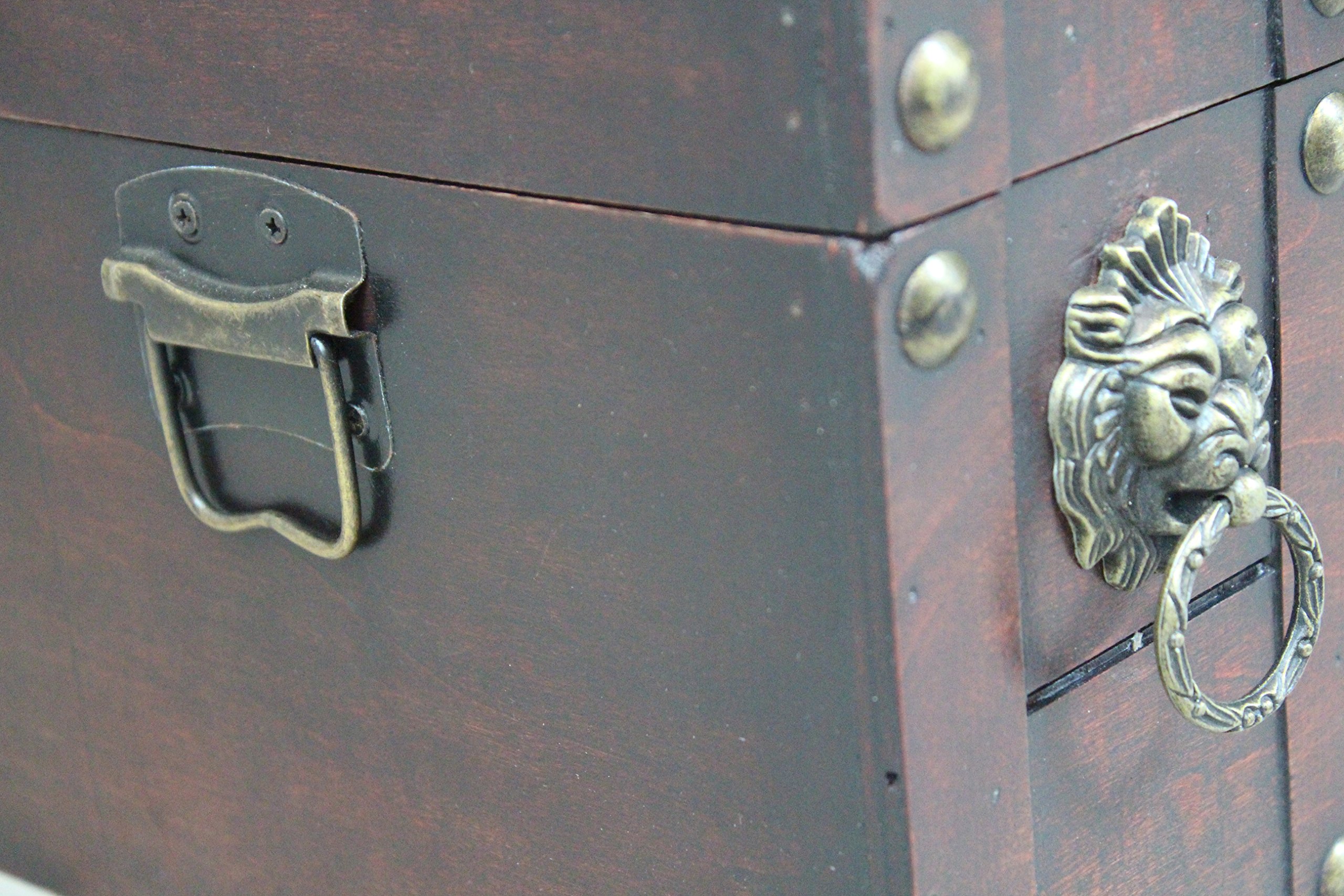 Antique Wooden Pirate Chest with Lion Rings