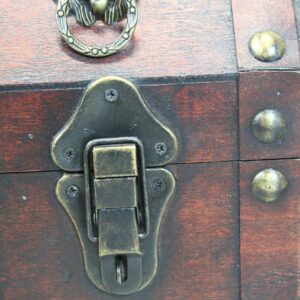 Antique Wooden Pirate Chest with Lion Rings