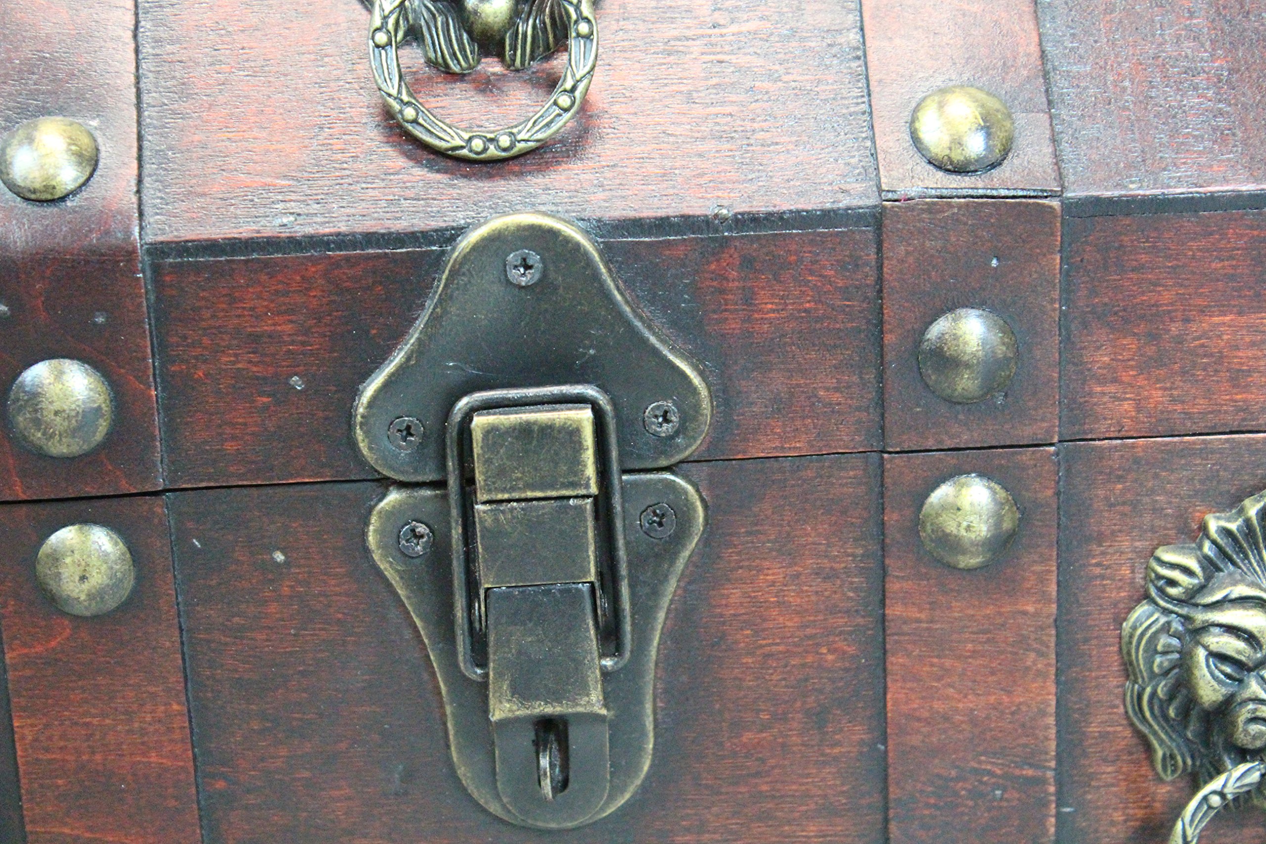 Antique Wooden Pirate Chest with Lion Rings