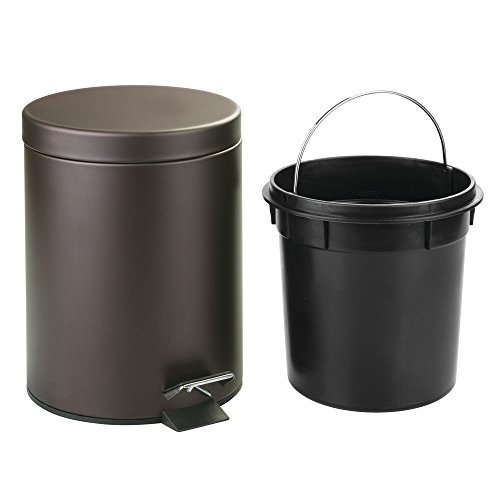 Rocky Mountain Goods Small Trash Can with Step Lid - 1.85 Gallon - Trash can for bathroom, bedroom, office - Heavy duty metal - Foot pedal opening - Removable inside pail with handle (Venetian Bronze)