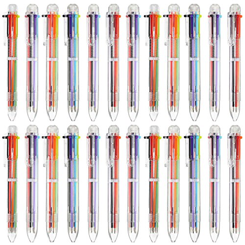 Hicarer 20 Pack 6-in-1 Retractable Ballpoint Pens 6-Color Ballpoint Pen Multicolor Pens for Office School Supplies Students Children Gift