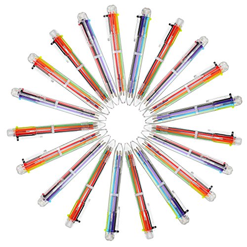 Hicarer 20 Pack 6-in-1 Retractable Ballpoint Pens 6-Color Ballpoint Pen Multicolor Pens for Office School Supplies Students Children Gift