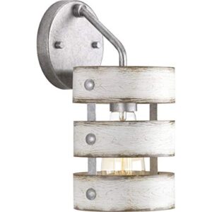 progress lighting gulliver collection 1-light antique whitewashed farmhouse wall sconce light, galvanized finish