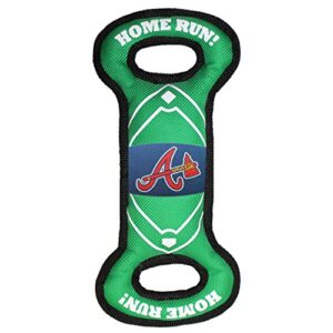 mlb atlanta braves baseball field dog toy with double rim stitching & inner squeaker