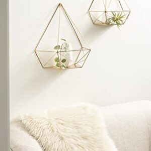 Kate and Laurel Prouve Decorative Geometric Multi-use Metal Wall Display Shelves, Gold, 2 Piece Set