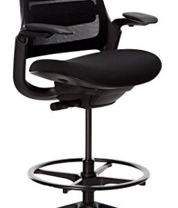 Steelcase Series 1 Stool Chair, Graphite Frame with 3D Microknit Fabric (Licorice)