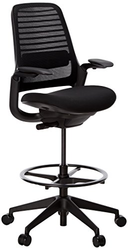 Steelcase Series 1 Stool Chair, Graphite Frame with 3D Microknit Fabric (Licorice)