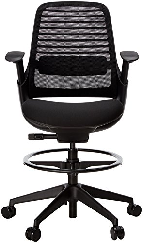 Steelcase Series 1 Stool Chair, Graphite Frame with 3D Microknit Fabric (Licorice)