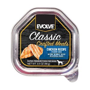 evolve pet food classic crafted meals chicken recipe dog food, 3.5 ounce (pack of 15)