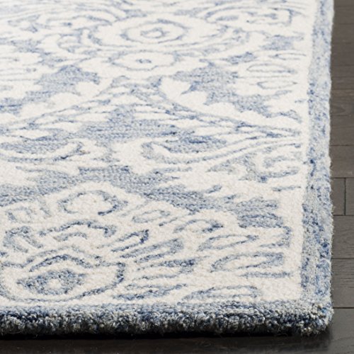 SAFAVIEH Blossom Collection 8' x 10' Blue/Ivory BLM106M Handmade Premium Wool Area Rug