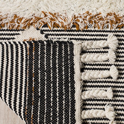 SAFAVIEH Kenya Collection Area Rug - 6' x 9', Ivory & Black-Orange, Hand-Knotted Moroccan Tribal Tassel Wool, Ideal for High Traffic Areas in Living Room, Bedroom (KNY904A)