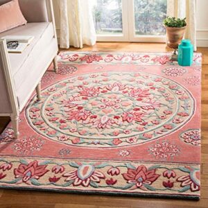 SAFAVIEH Bellagio Collection 5' x 8' Red / Beige BLG601Q Handmade Medallion Premium Wool Area Rug