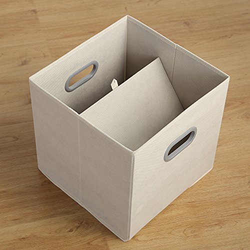 MAX Houser Fabric Storage Bins Cubes Baskets Containers with Dual Plastic Handles for Home Closet Bedroom Drawers Organizers, Flodable, Beige, Set of 6 (Beige)