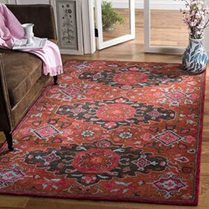 safavieh heritage collection 3' x 5' rust / multi hg419p handmade traditional oriental premium wool area rug