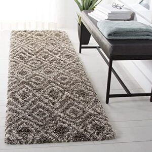 SAFAVIEH Hudson Shag Collection Accent Rug - 4' x 6', Grey & Ivory, Moroccan Design, Non-Shedding & Easy Care, 2-inch Thick Ideal for High Traffic Areas in Entryway, Living Room, Bedroom (SGH332B)