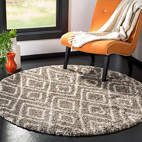 SAFAVIEH Hudson Shag Collection Accent Rug - 4' x 6', Grey & Ivory, Moroccan Design, Non-Shedding & Easy Care, 2-inch Thick Ideal for High Traffic Areas in Entryway, Living Room, Bedroom (SGH332B)