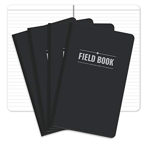 Field Notebook/Journal - 5"x8" - Black - Lined Memo Book - Pack of 4