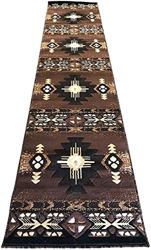 Southwest Native American Indian Chocolate Carpet Area Rug (2 Feet X 7 Feet Runner)