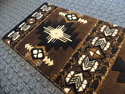 Southwest Native American Indian Chocolate Carpet Area Rug (2 Feet X 7 Feet Runner)