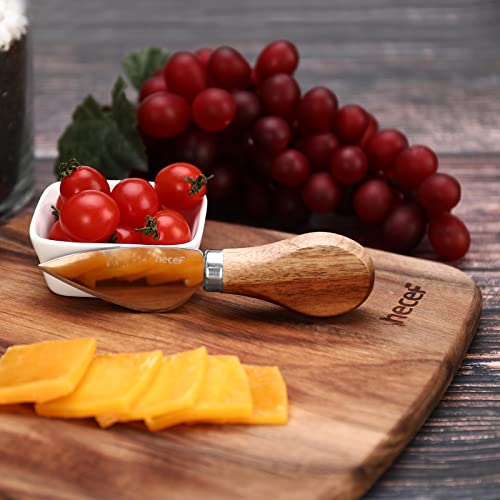 hecef Cheese Board set of 3,a Acacia Wood Cheese Plate & a Cheese Knife & a Cheese Fork, Cheese Platter Slate Board Cheese Serving Board, Mothers Day Gift, Housewarming(Cheese board with 2 knives)