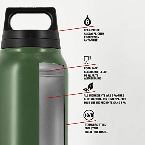 SIGG - Insulated Water Bottle Green - Thermo Flask Hot & Cold with Cup - Leakproof - BPA Free - 18/8 Stainless Steel - 25 Oz