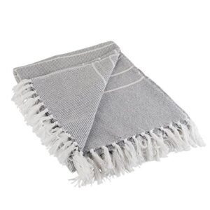 dii rustic farmhouse thin stripe woven throw, 50x60, gray