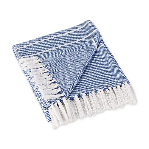 DII Rustic Farmhouse Thin Stripe Woven Throw, 50x60, French Blue