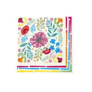 talking tables colorful floral paper napkins serviettes disposable tableware for afternoon tea table decorations | festival summer picnic, kids encanto themed birthday party, 20 pac, pink blue yellow