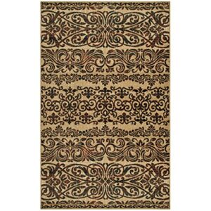 SUPERIOR Sheffield Modern Oriental Damask Polypropylene Indoor Area Rug, 8' X 10' Gold