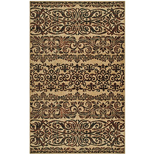 SUPERIOR Sheffield Modern Oriental Damask Polypropylene Indoor Area Rug, 8' X 10' Gold