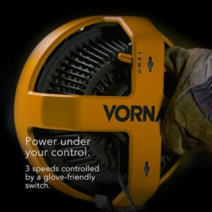 Vornado EXO5 Heavy-Duty Shop Air Circulator Fan with High-Impact Housing, Collapsible Tripod Base, Clamp Attachment, Yellow, 7 In.