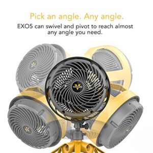 Vornado EXO5 Heavy-Duty Shop Air Circulator Fan with High-Impact Housing, Collapsible Tripod Base, Clamp Attachment, Yellow, 7 In.