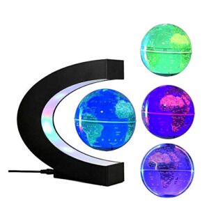 fuzadel multi-color changing levitating globe floating globes magnetic levitation floating globe of the world with stand for home/office desk decoration ornament (2023 world globe)