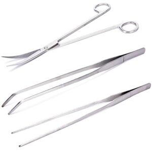 buytra 3 in 1 aquarium plant tools, stainless steel aquarium aquascaping kit scissor tweezers for planted fish tank