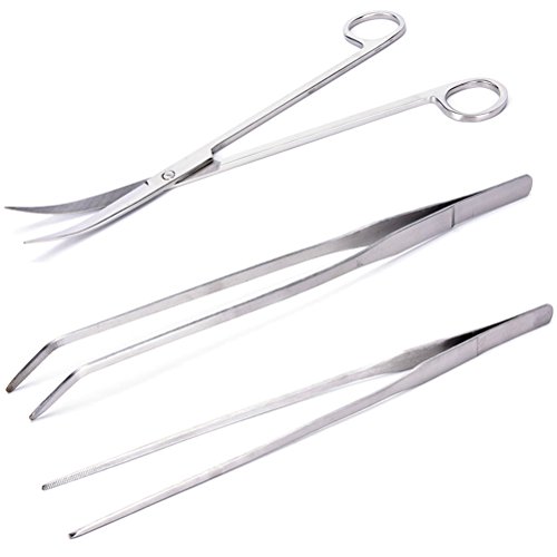 Buytra 3 in 1 Aquarium Plant Tools, Stainless Steel Aquarium Aquascaping Kit Scissor Tweezers for Planted Fish Tank