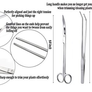 Buytra 3 in 1 Aquarium Plant Tools, Stainless Steel Aquarium Aquascaping Kit Scissor Tweezers for Planted Fish Tank