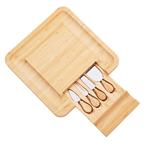 Charcuterie Board Gift Set, Bamboo Cheese Board With Cutlery, Includes Stainless Steel Serving Utensils, Cheese Platter and Serving Tray, Perfect for Wedding, Bridal Shower, and Housewarming Gifts