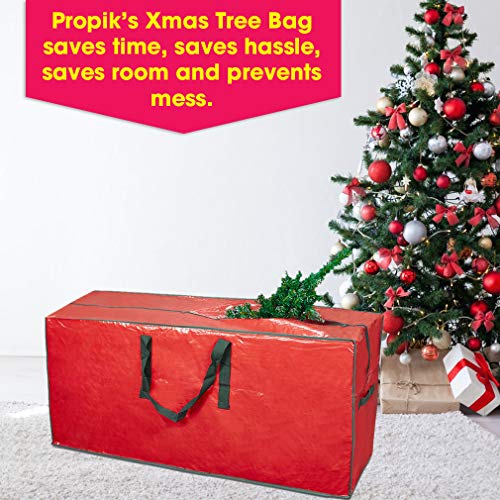 ProPik Christmas Tree Storage Bag | Fits Up to 7 ft. Tall Disassembled Tree | 45" x 15" x 20" Holiday Artificial Tree Storage Case | Perfect Xmas Storage Container with Handles and Sleek Zipper (Red)