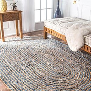 nuLOOM Dara Striped Jute Area Rug, 6 ft x 9 ft, Blue