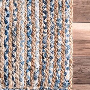 nuLOOM Dara Striped Jute Area Rug, 6 ft x 9 ft, Blue