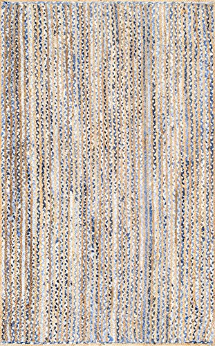 nuLOOM Dara Striped Jute Area Rug, 6 ft x 9 ft, Blue