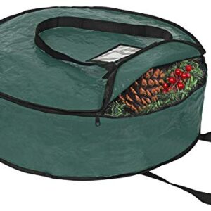 ProPik Christmas Wreath Storage Bag 36" - Garland Holiday Container with Tear Resistant Material - Featuring Heavy Duty Handles and Transparent Card Slot - 36” X 8” (Green)