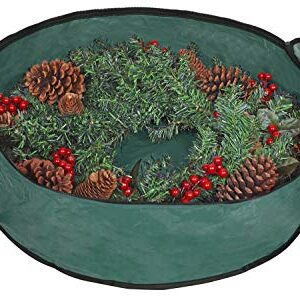 ProPik Christmas Wreath Storage Bag 36" - Garland Holiday Container with Tear Resistant Material - Featuring Heavy Duty Handles and Transparent Card Slot - 36” X 8” (Green)