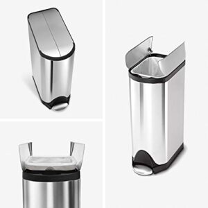 simplehuman 18 Liter / 4.8 Gallon Butterfly Lid Kitchen Step Trash Can, Brushed Stainless Steel