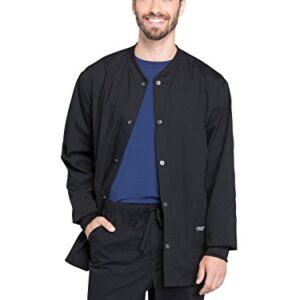 Cherokee Men's Snap Front Jacket with Long Sleeve Rib-Knit Collar and Cuffs Plus Size WW360, 2XL, Black